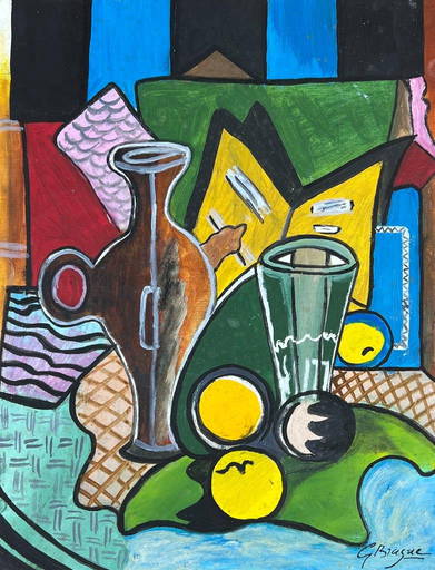 Georges Braque French (oil On Paper Painting) In The Style Of
