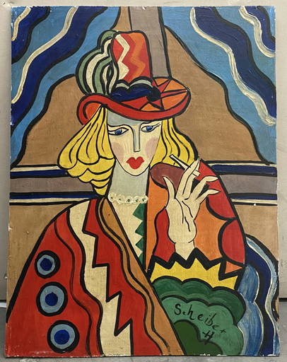 Untitled Portrait By Hugo Scheiber (1873 1950) Original Oil On Board