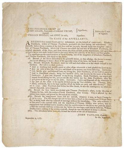 1787 Virginia Broadside Re: Slaves