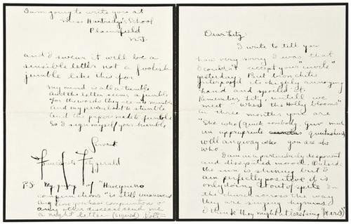 50: FITZGERALD, F. Scott. Autograph letter signed to E
