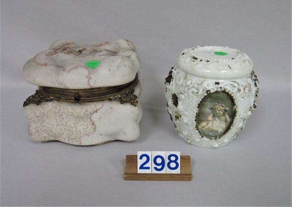 Wavecrest & Milk Glass Covered Boxes: