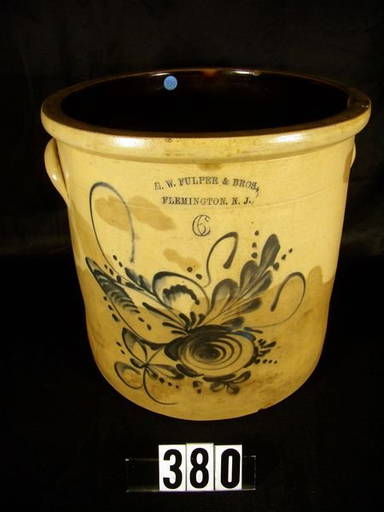 G.w. Fulper & Bros., Flemington, Nj No.6 Crock W/b