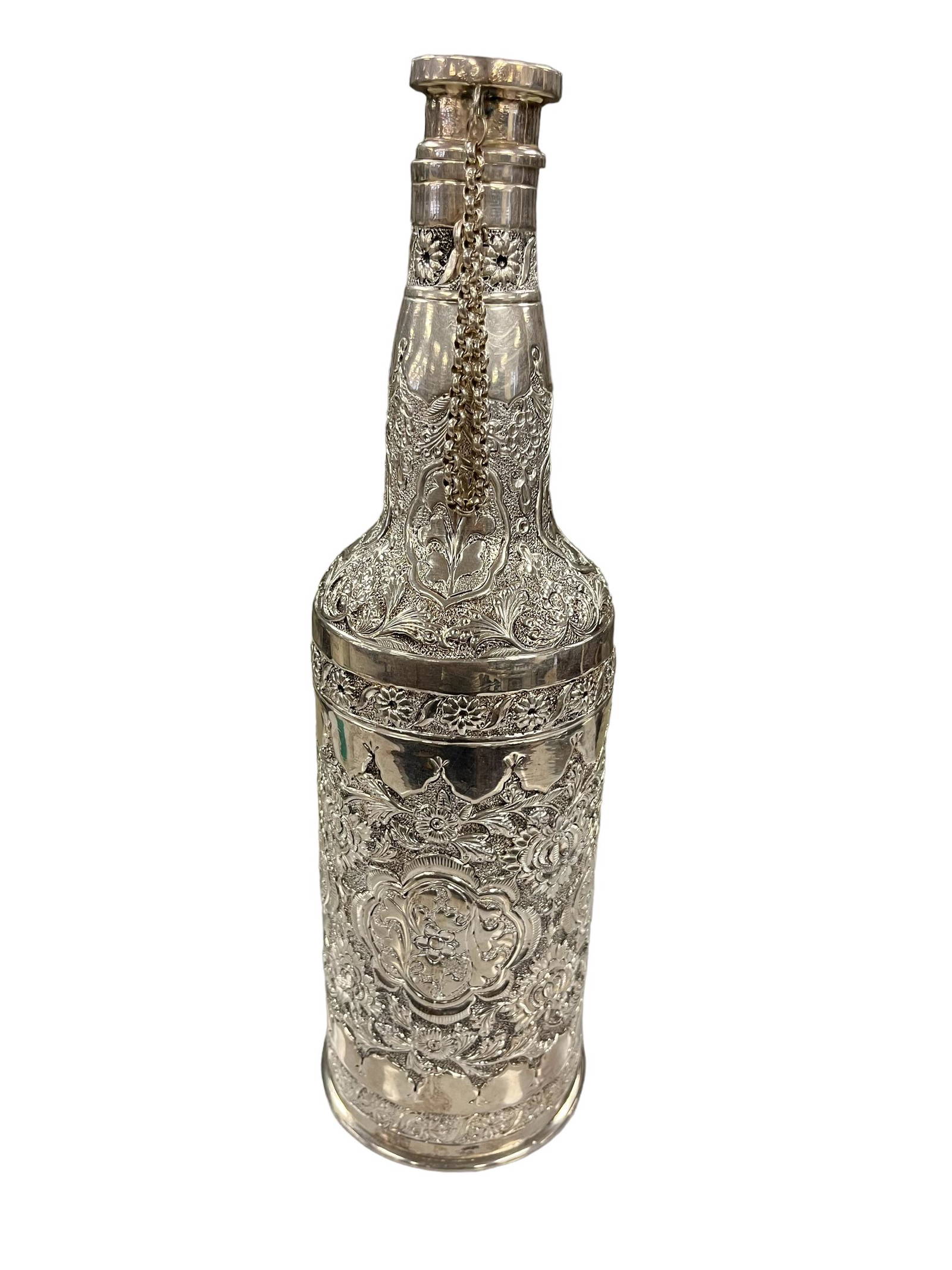 Antique Middle Eastern / Jewish Repose Silver Bottle Auction
