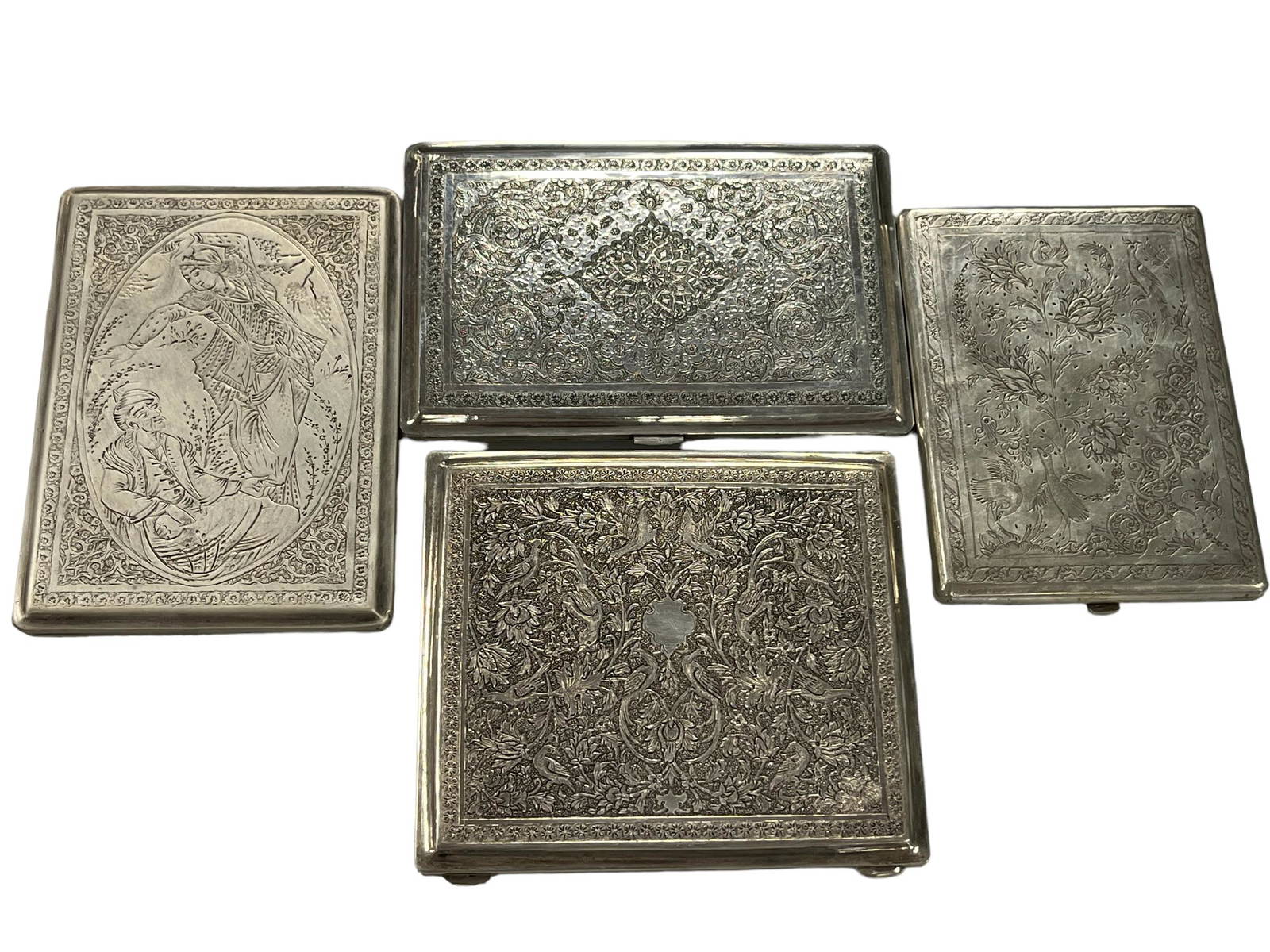 Group Of Four Antique Middle Eastern Silver Repose Boxes Auction