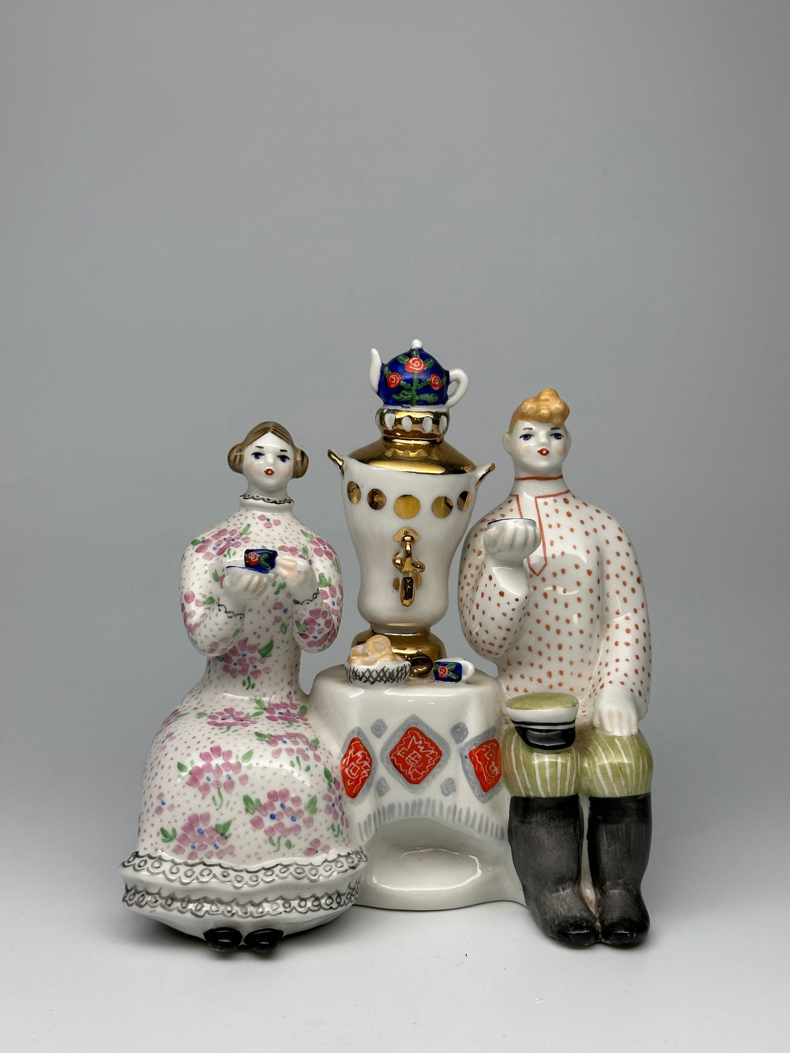 Soviet Porcelain Figurine "manya And Vanya Having Tea" Kiev ...