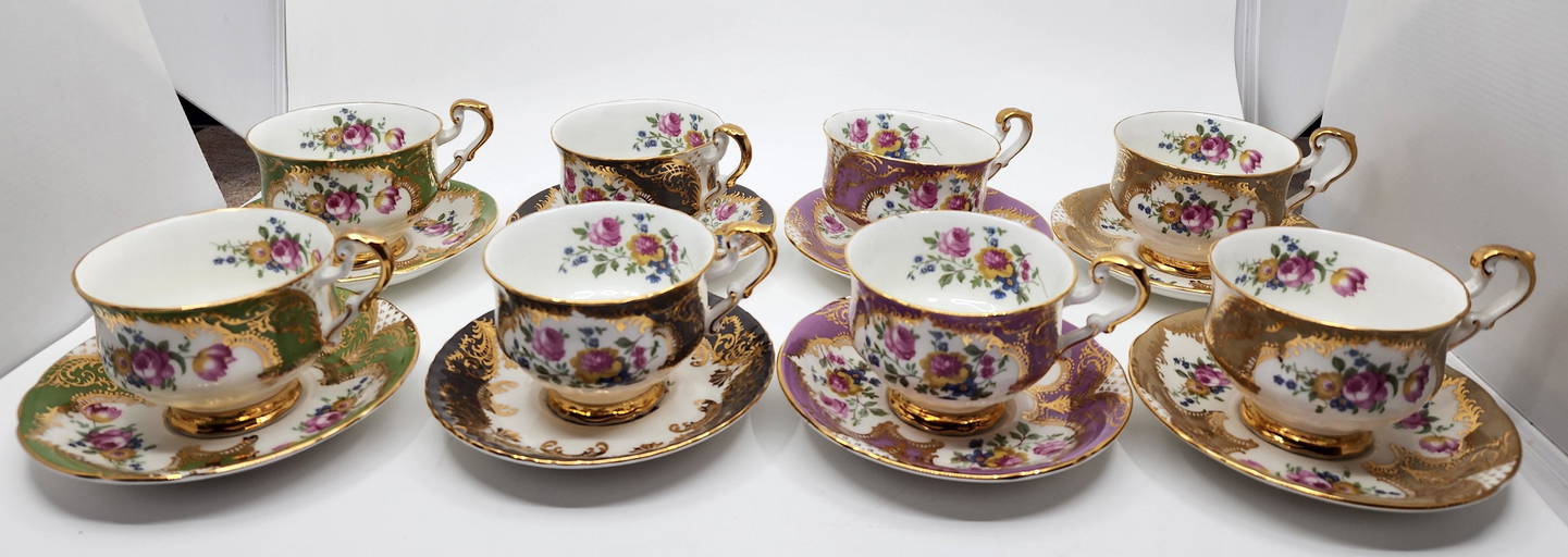 Set Of 8 Paragon Tea Cup And Saucer