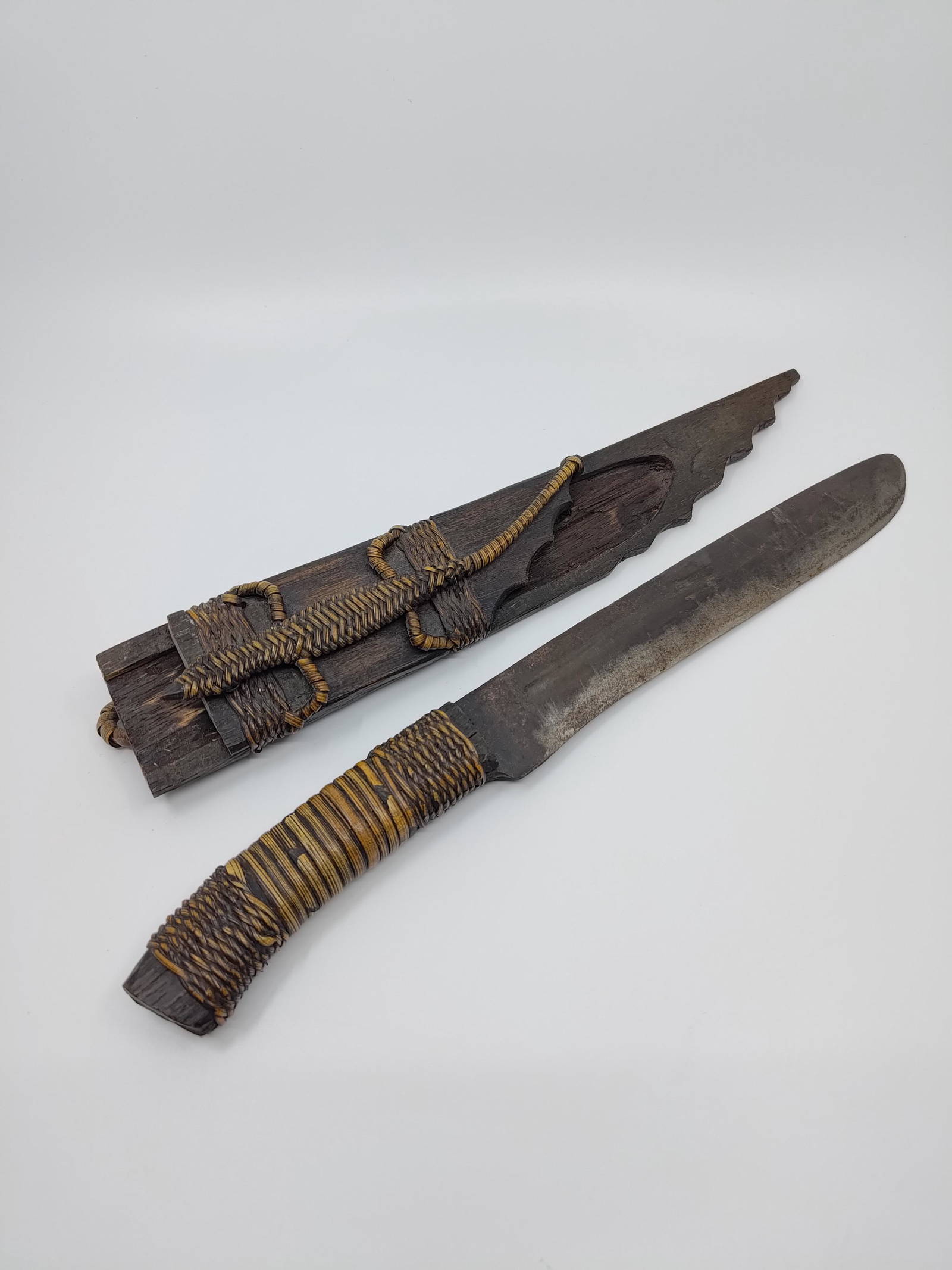Antique Philippines Machete Sword,with Wood Scabbard Auction