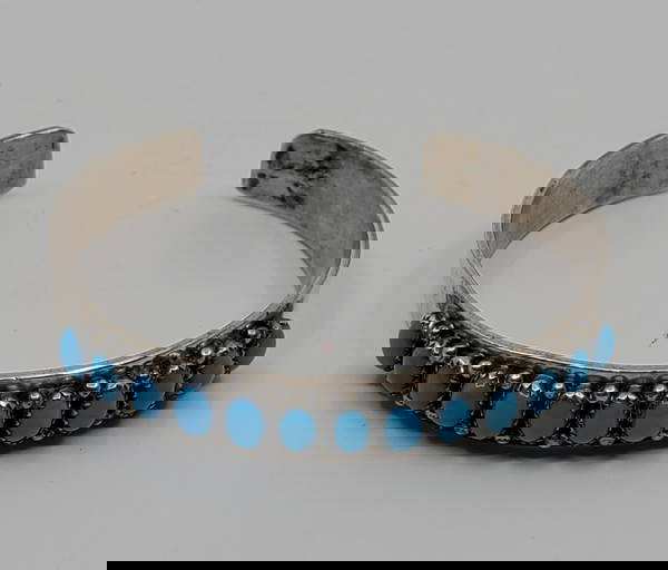 Russell Sam, Navajo, Sterling Silver Turquoises Cuff Bracelet