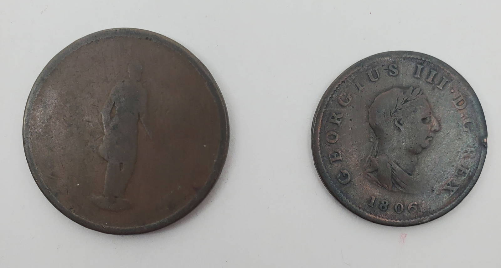Canada 1837 Copper Penny Token, And Britain 1806 Halfpenny Auction