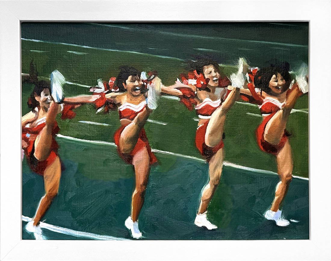 Kaitlyn Stubbs, Oil On Canvas, Cheerleaders 2 (high Kick) Auction
