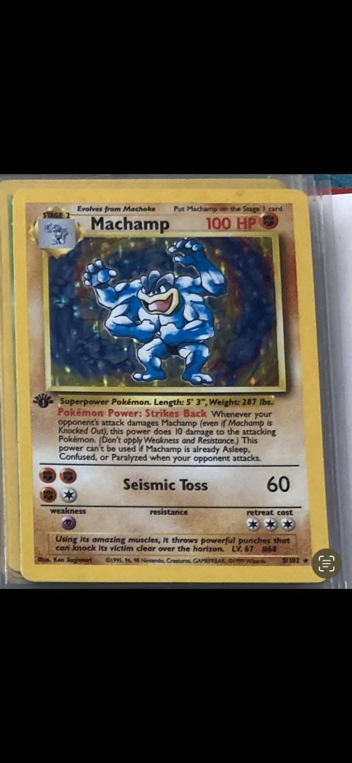 Early Pokã©mon Card Machamp Hologram Auction