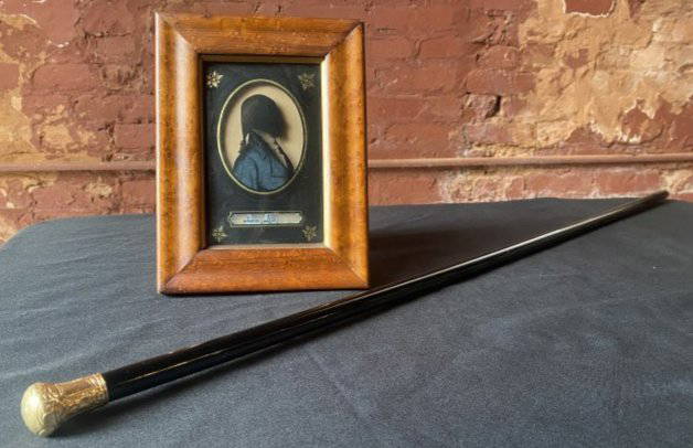 Aaron Burr Cane & Silhouette, Killer Of Alexander Hamilton Auction