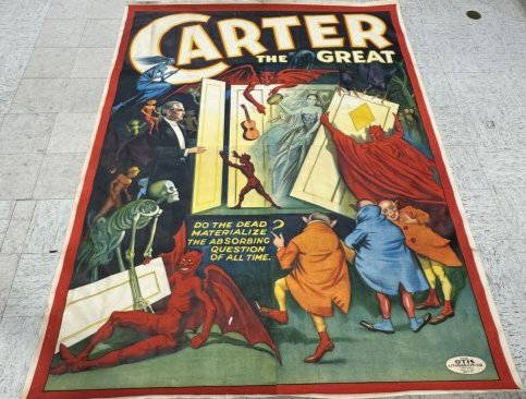 Monumental Art Deco Magician Poster Carter The Great 1920’s Auction