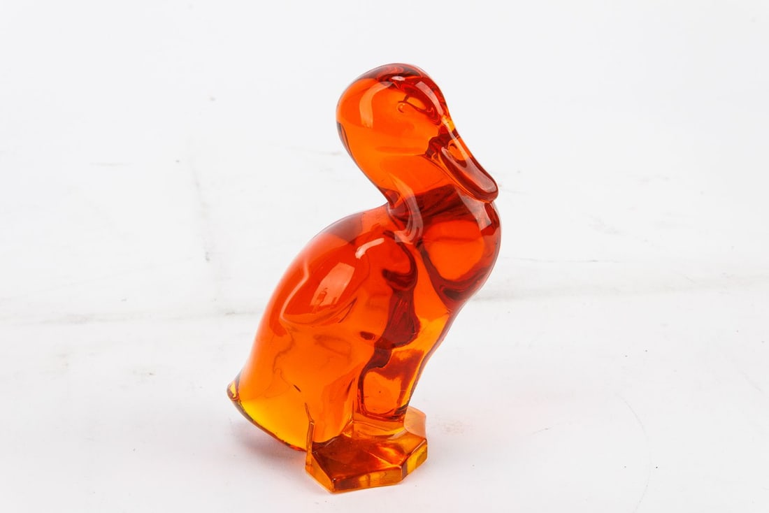 Vintage Viking Glass Persimmon Duck Auction