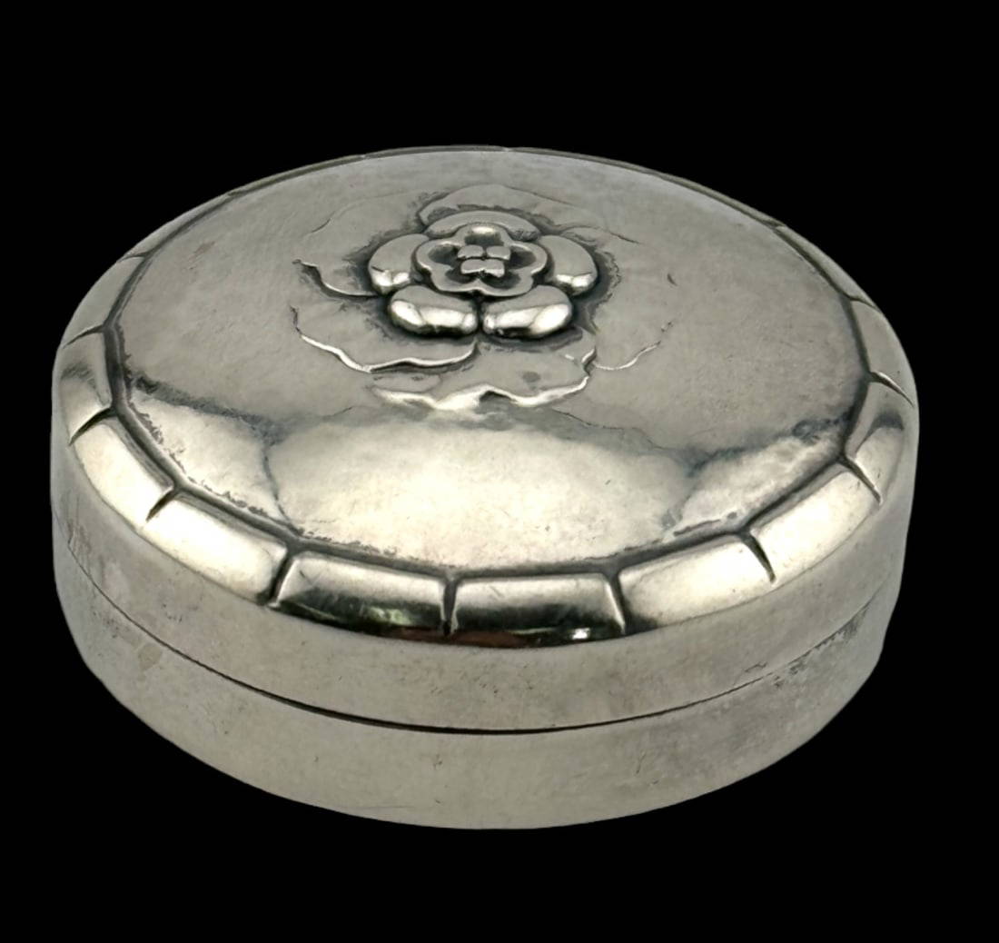 Georg Jensen Sterling Silver Mid Century Hammered Danish Pill Trinket ...