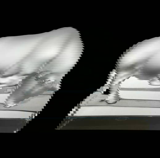 Lalique French Crystal Bull Paperweight