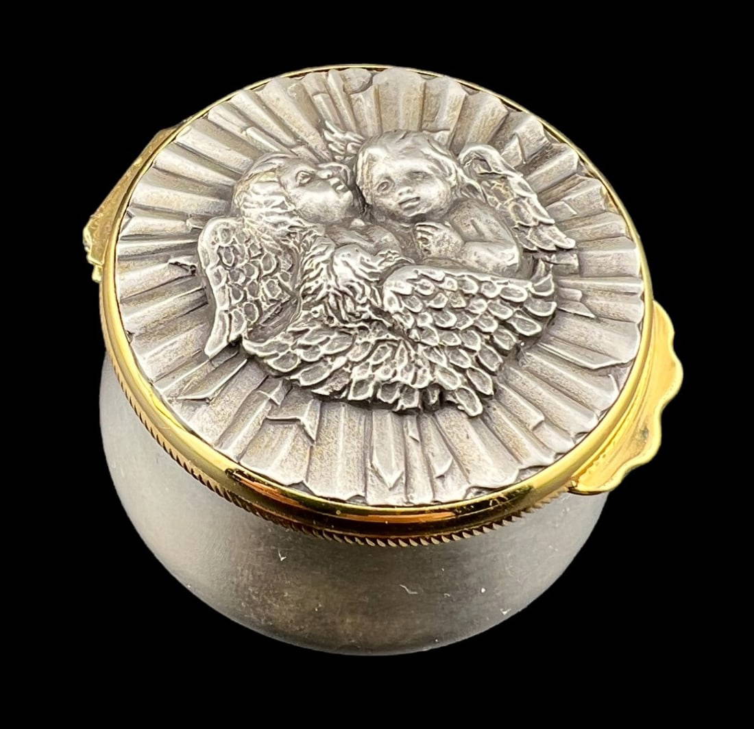 Buccellati Sterling Silver High Relief Hinged Pill Box With Angels Auction