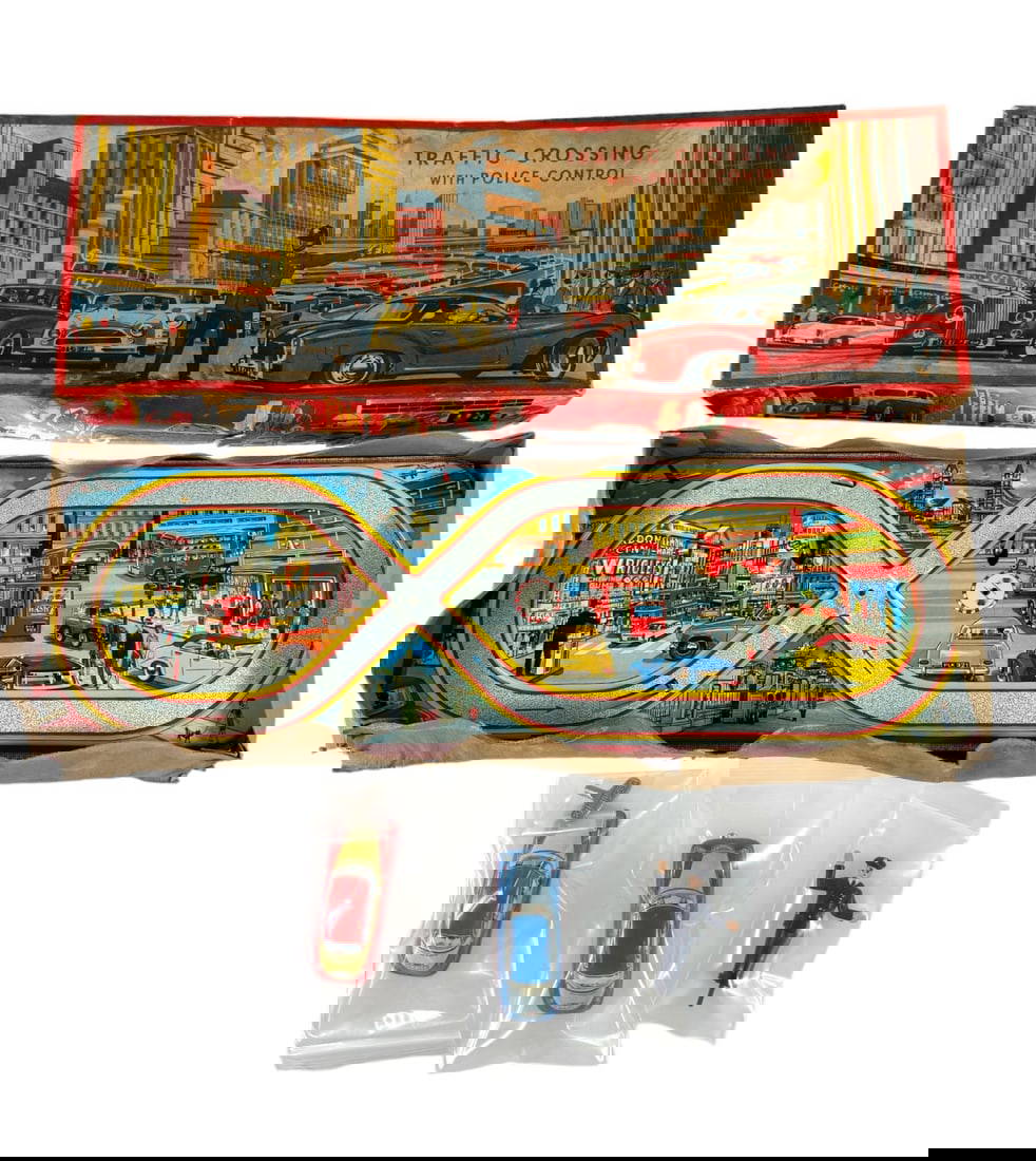 Technofix London Traffic Crossing Tin Toy With 2 Wind Up Cars & Keys W ...