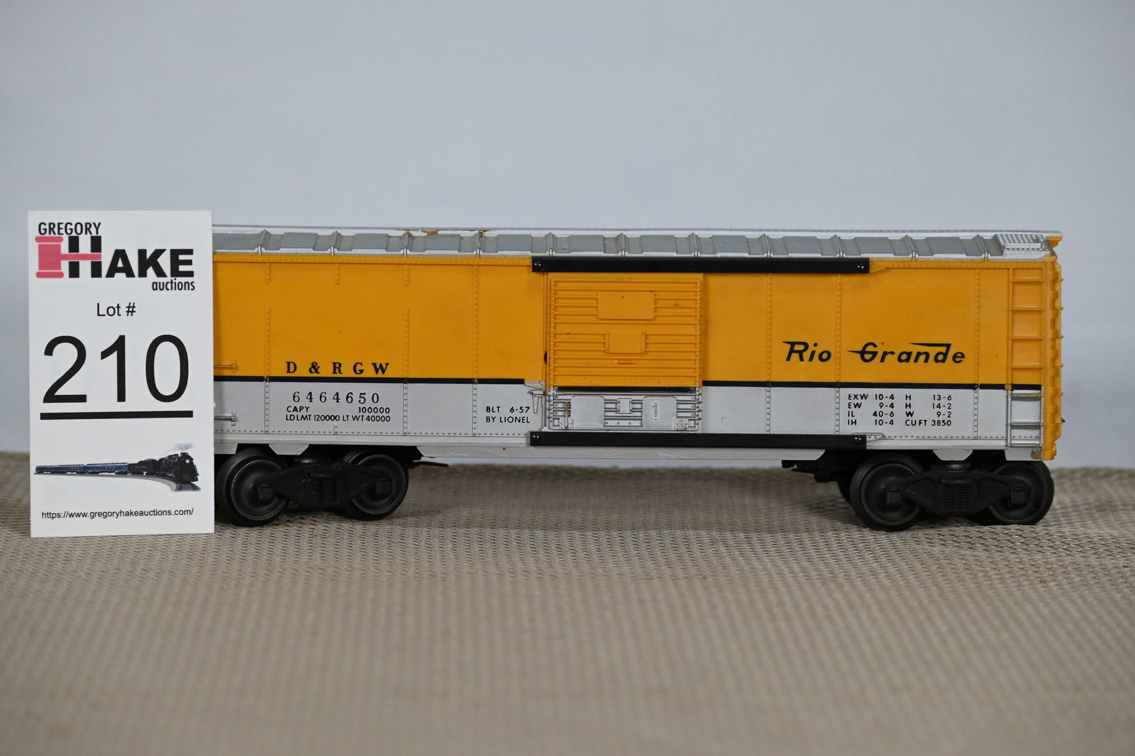 Lionel Postwar 6464-650 Rio Grande Early Boxcar Auction