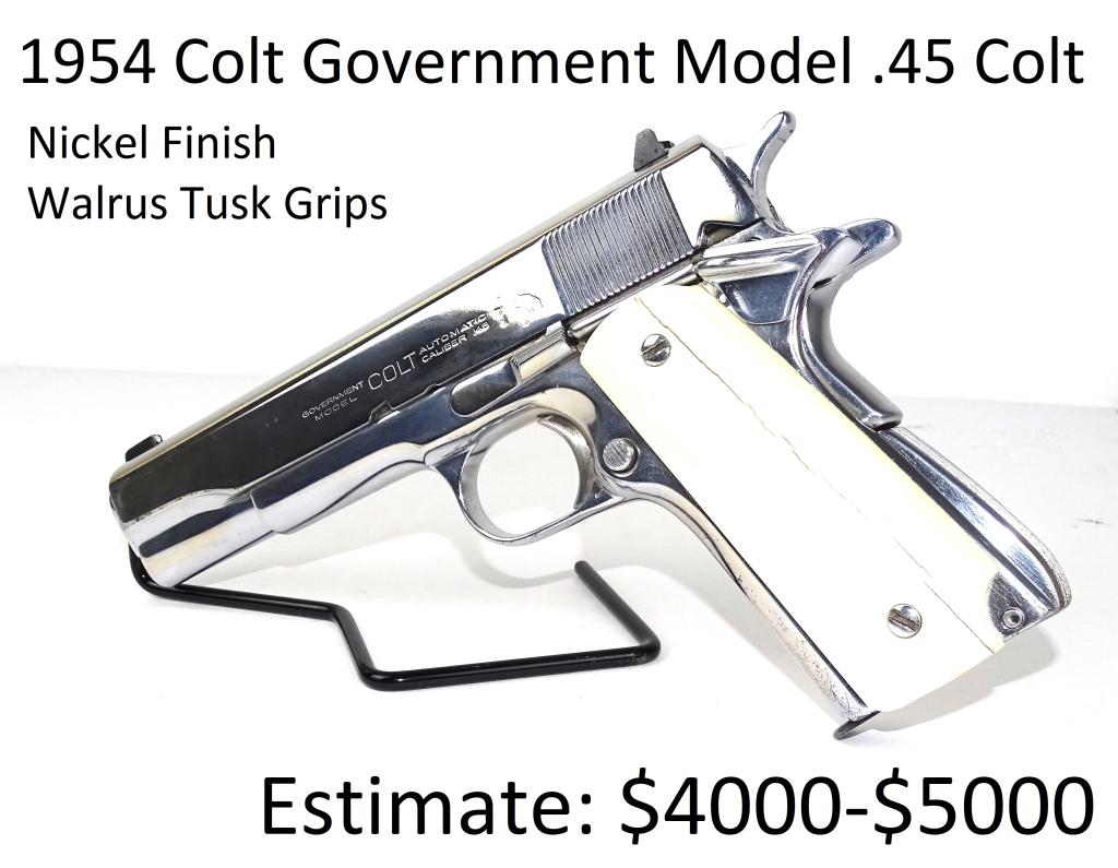 1954 Colt Government Model .45 Colt Nickel Finish