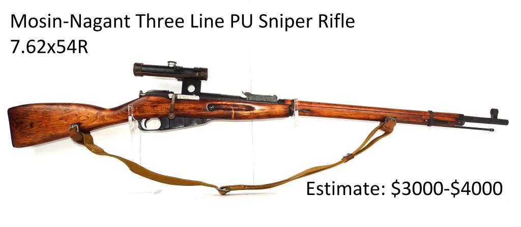 Mosin-Nagant Three Line PU Sniper Rifle 7.62x54R - Nov 13, 2022 | Full ...