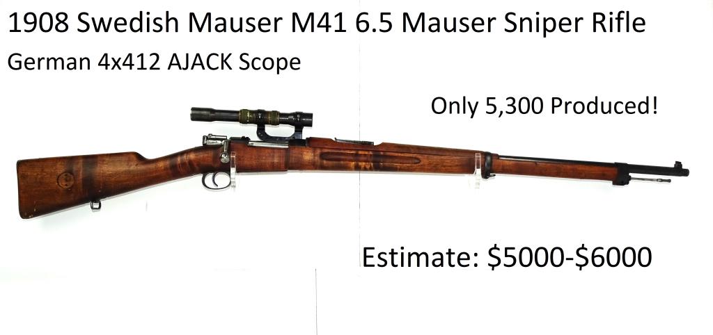 1908 Swedish Mauser M41 6.5 Mauser Sniper Rifle - Nov 19, 2022 | Full ...
