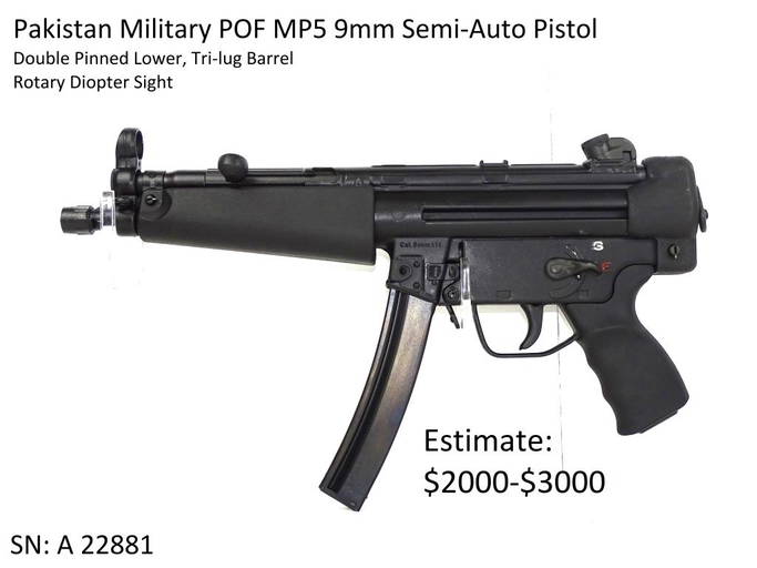 Pakistan Military POF MP5 9mm Semi-Auto Pistol (#7660L) on Dec 17, 2022 ...