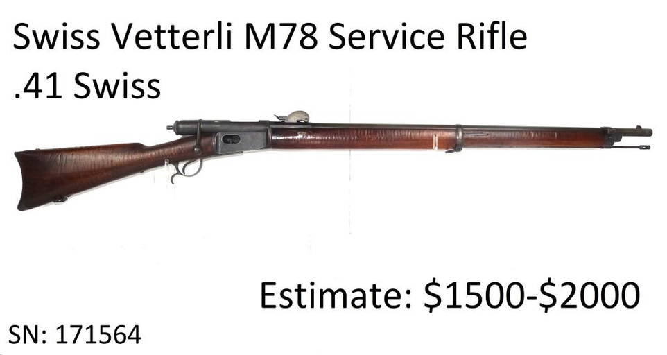 Swiss Vetterli M78 Service Rifle .41 Swiss (#8400K) on Jan 21, 2023 ...