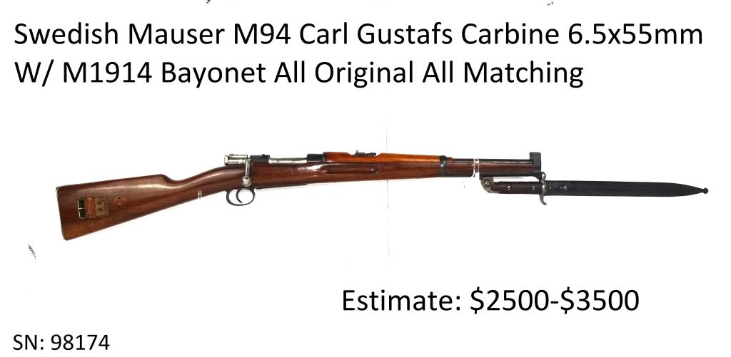 Swedish Mauser M94 Carbine 6.5x55mm M1914 Bayonet