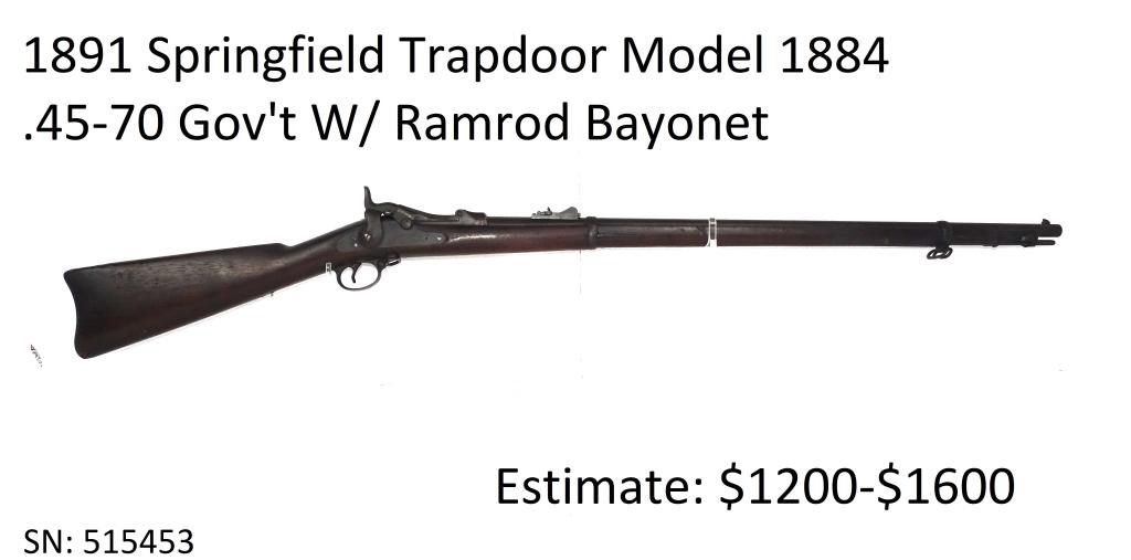 1891 Springfield Trapdoor Model 1884 .45 70 Gov't