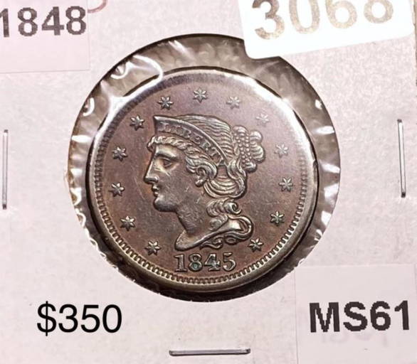 1845 Braided Hair Large Cent Uncirculated