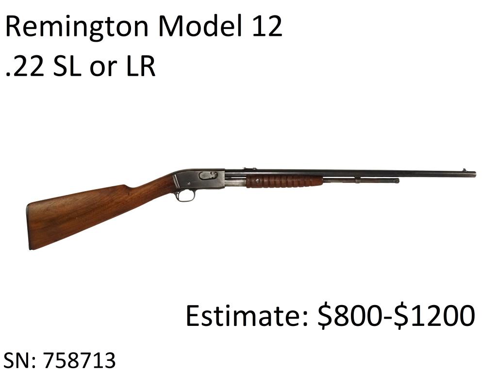 Remington Model 12 .22 Sl Or Lr Pump Action Rifle Auction