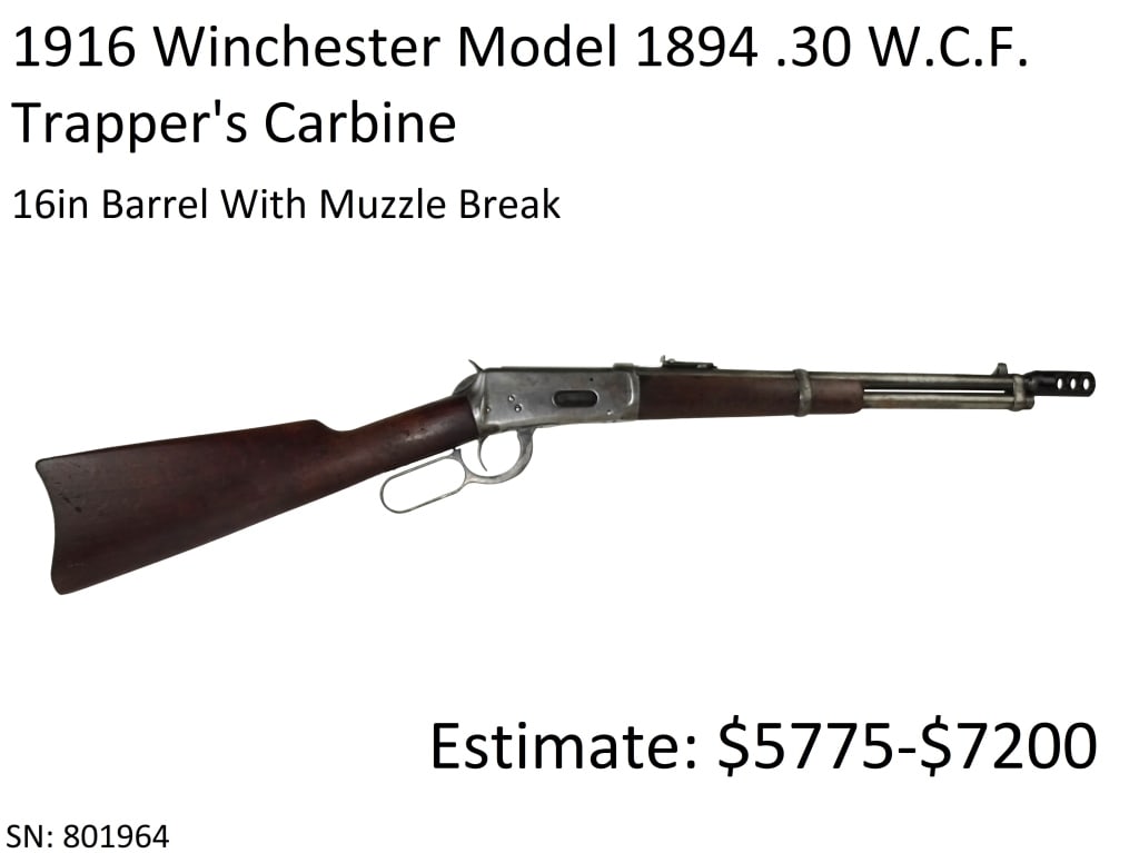 Winchester Model 1894 .30 W.c.f. Trappers Carbine - Oct 01, 2023 ...