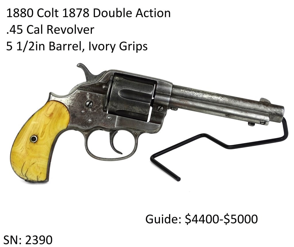 1880 Colt 1878 Double Action 45 Cal Revolver Auction