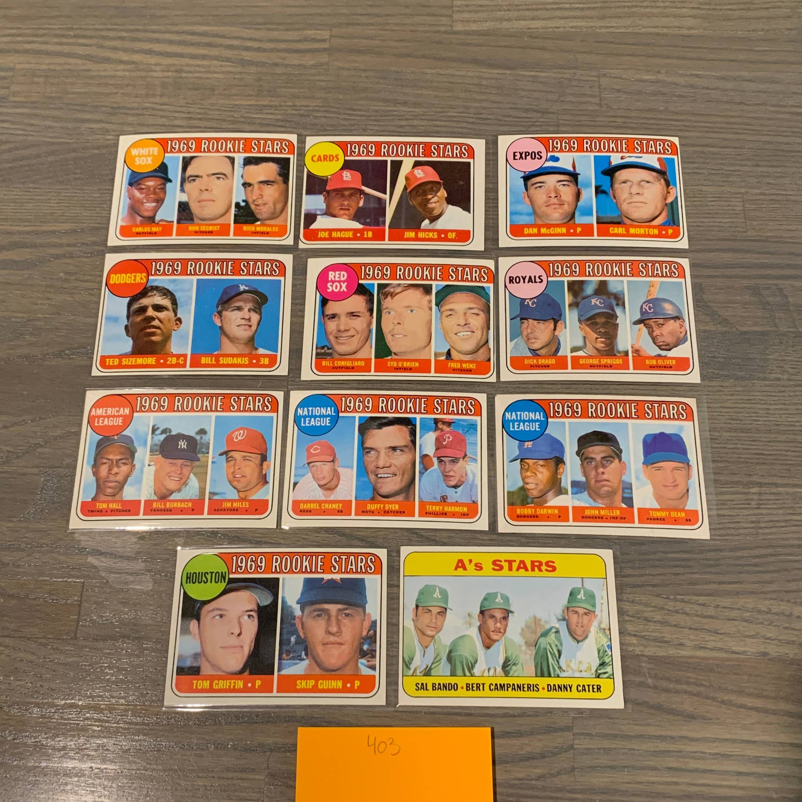 Lot Of 1969 Rookie Stars Baseball Cards. Auction