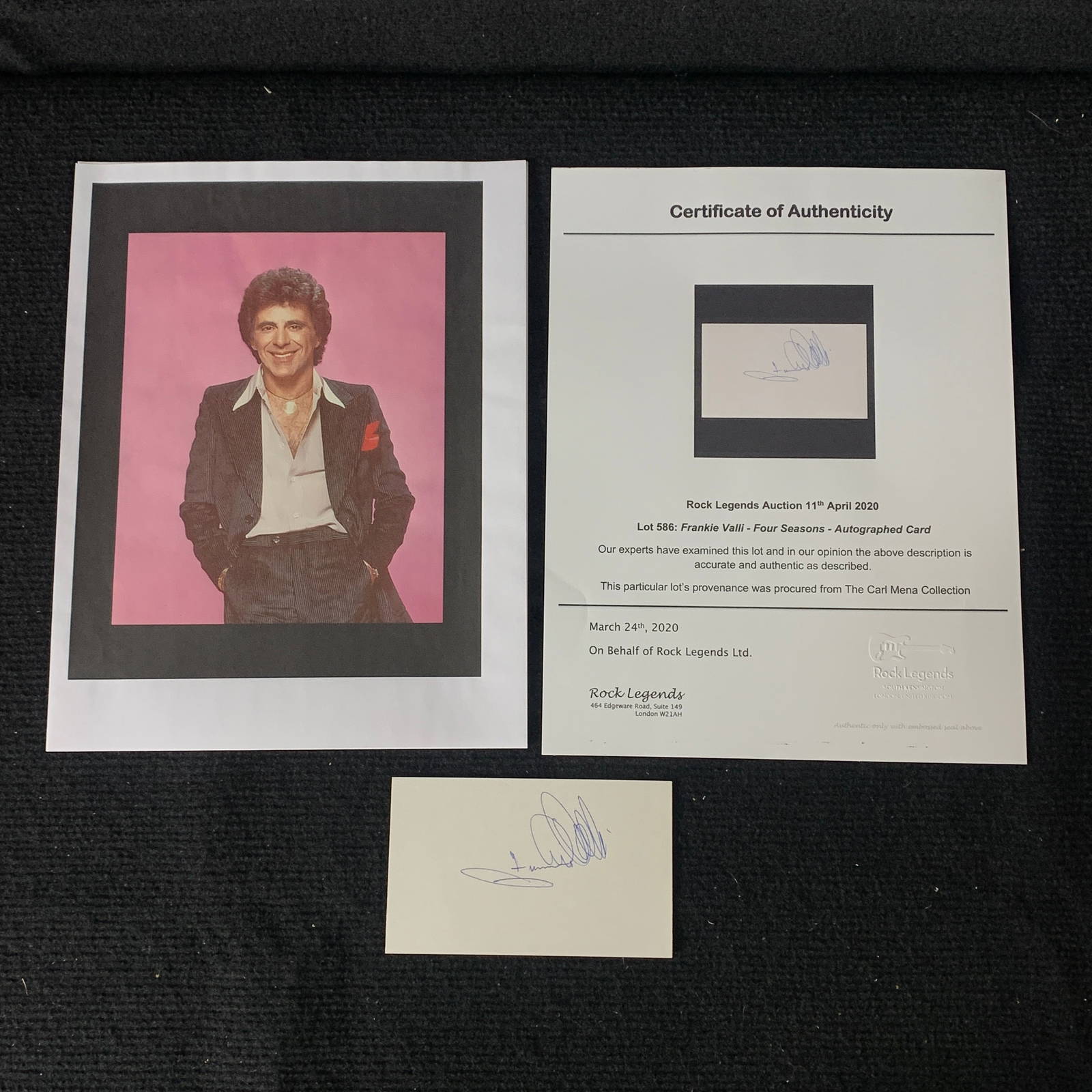 Frankie Valli Autograph Card Auction