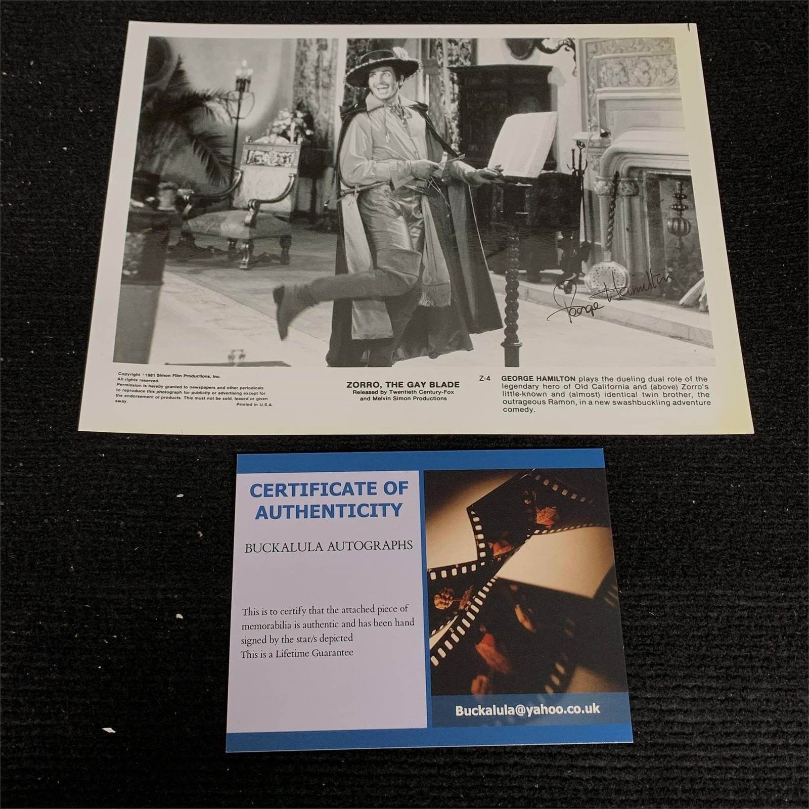 George Hamilton Signed Photo Auction