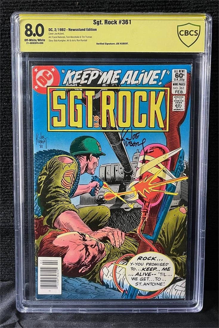 Sgt. Rock 361 Signed Joe Kubert Cbcs 8.0 Auction