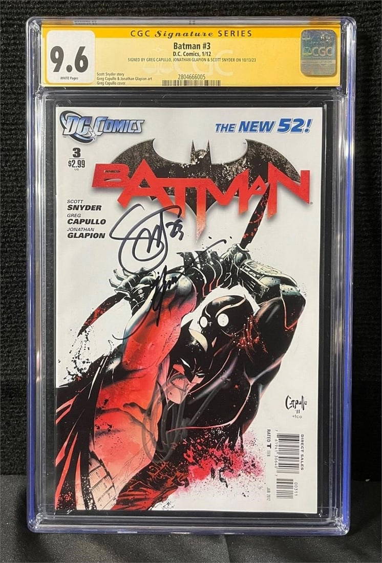Greg Capullo + Signed Batman 3 Comic Cgc 9.6 Auction