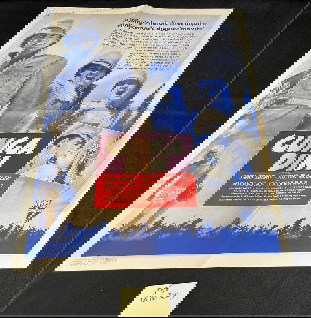 Gunga Din Original Movie Poster Rko Radio Pictures Auction