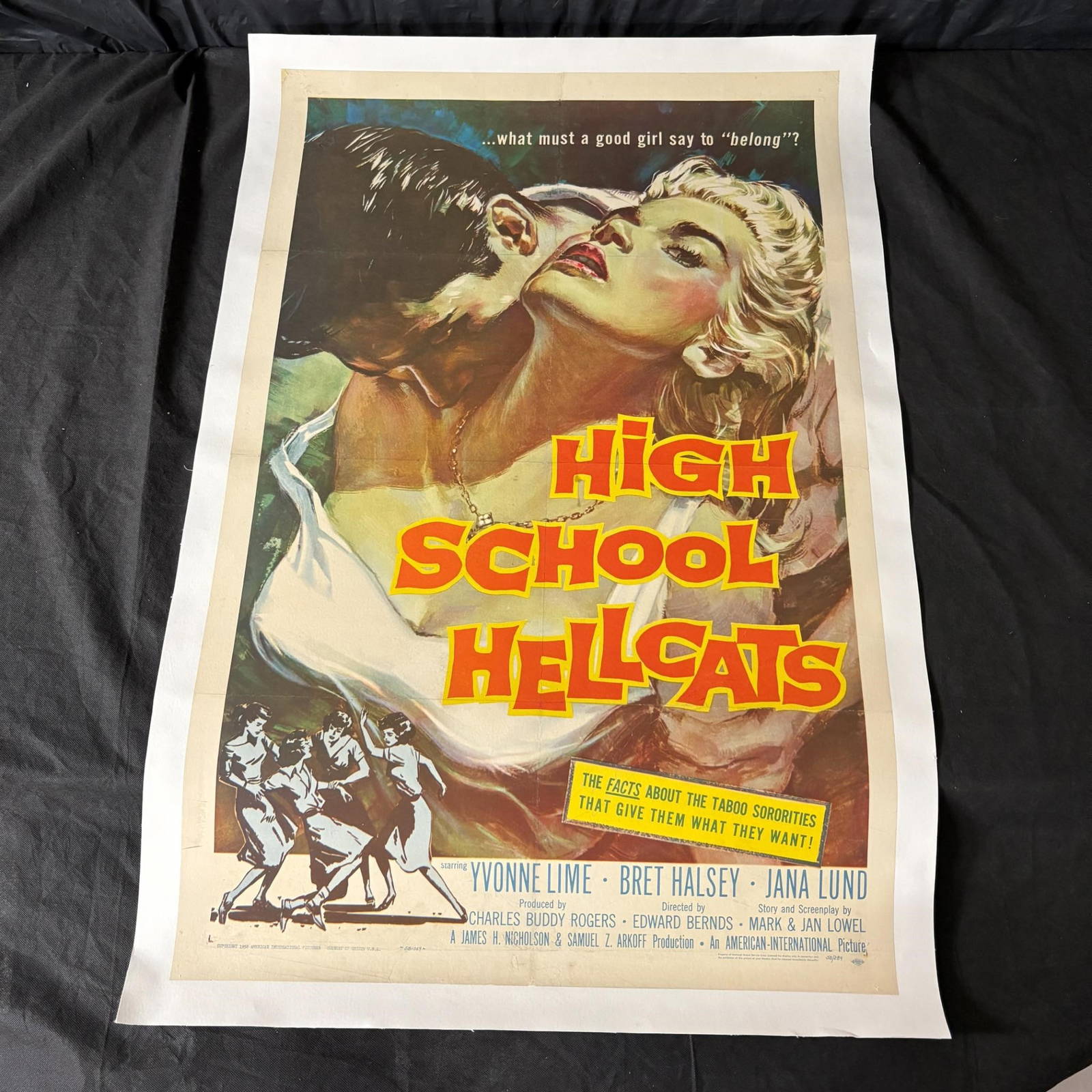 High School Hell Cats One Sheet Linen Backed Auction