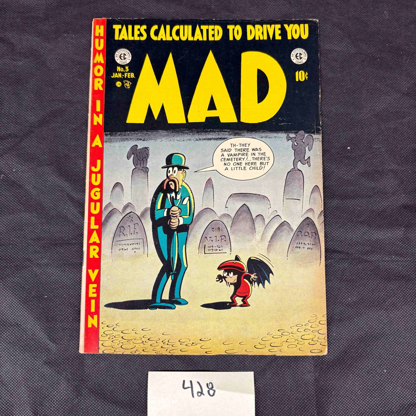 Mad Magazine, Issue No. 5, Ec Comics, Piece Attached To Cover Auction
