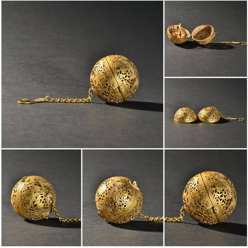 Tang Dynasty Gilt Bronze Flower And Bird Pattern Portable Sachet