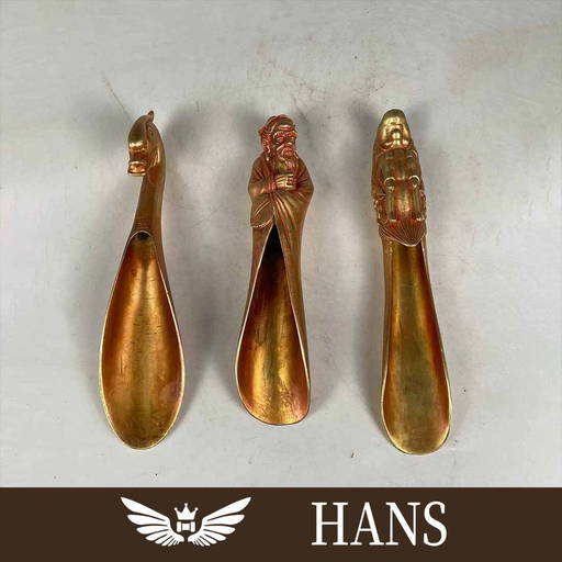 Qing Dynasty Three Gilt Copper Tea Spoons