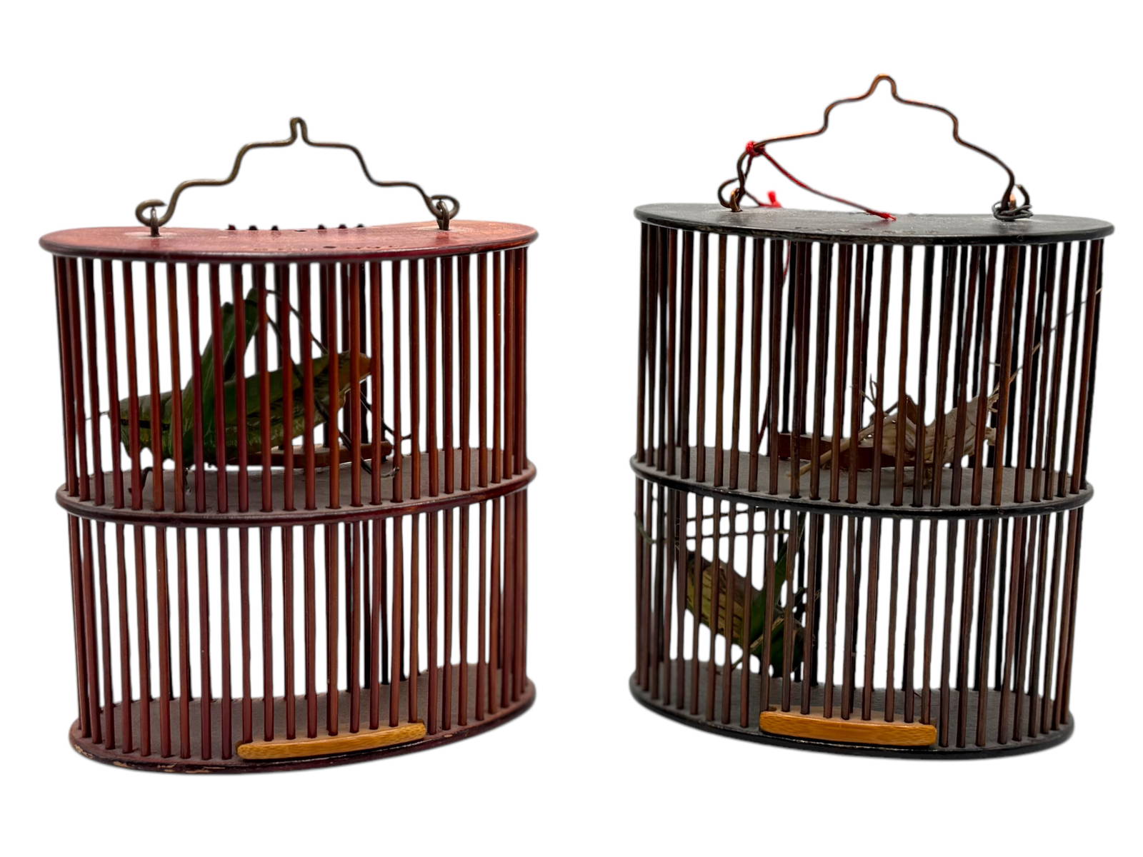 Two Chinese Bamboo Cricket Cages And Cricket Auction