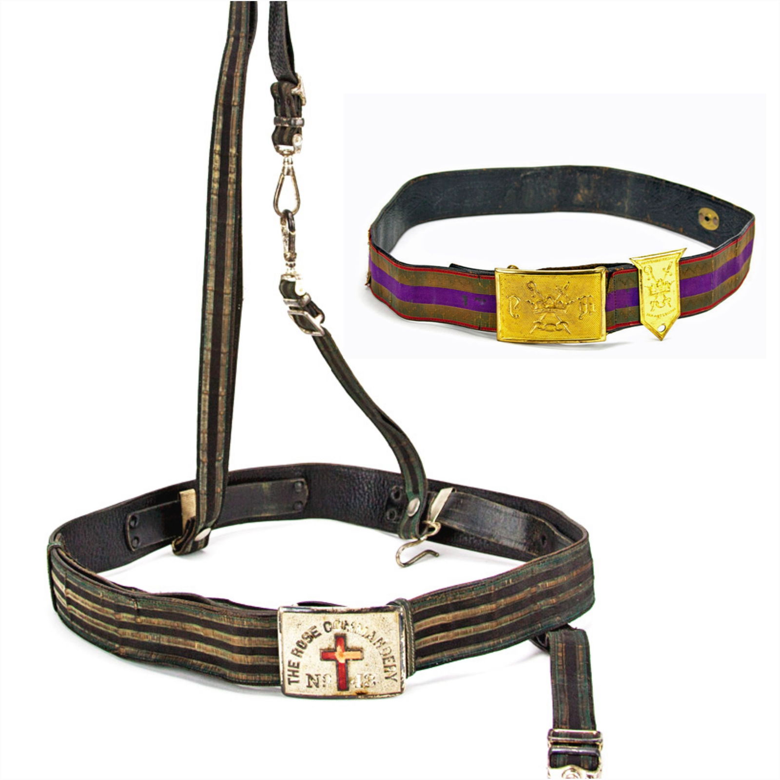 Lot: Vintage Insignia Buckle Fraternal Masonic Suspender Dress Belt ...