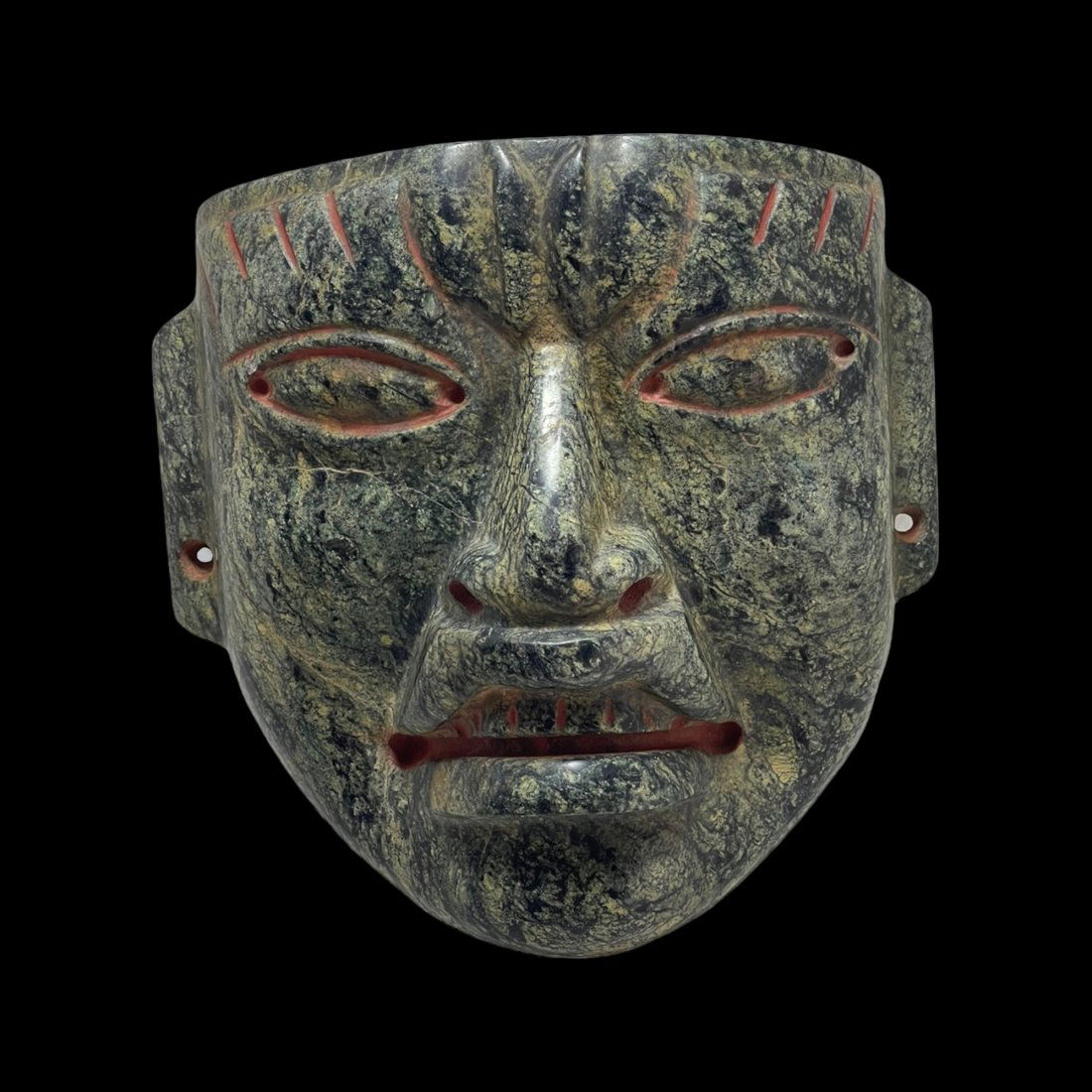 Pre-columbian Olmec Green Stone Mask Auction