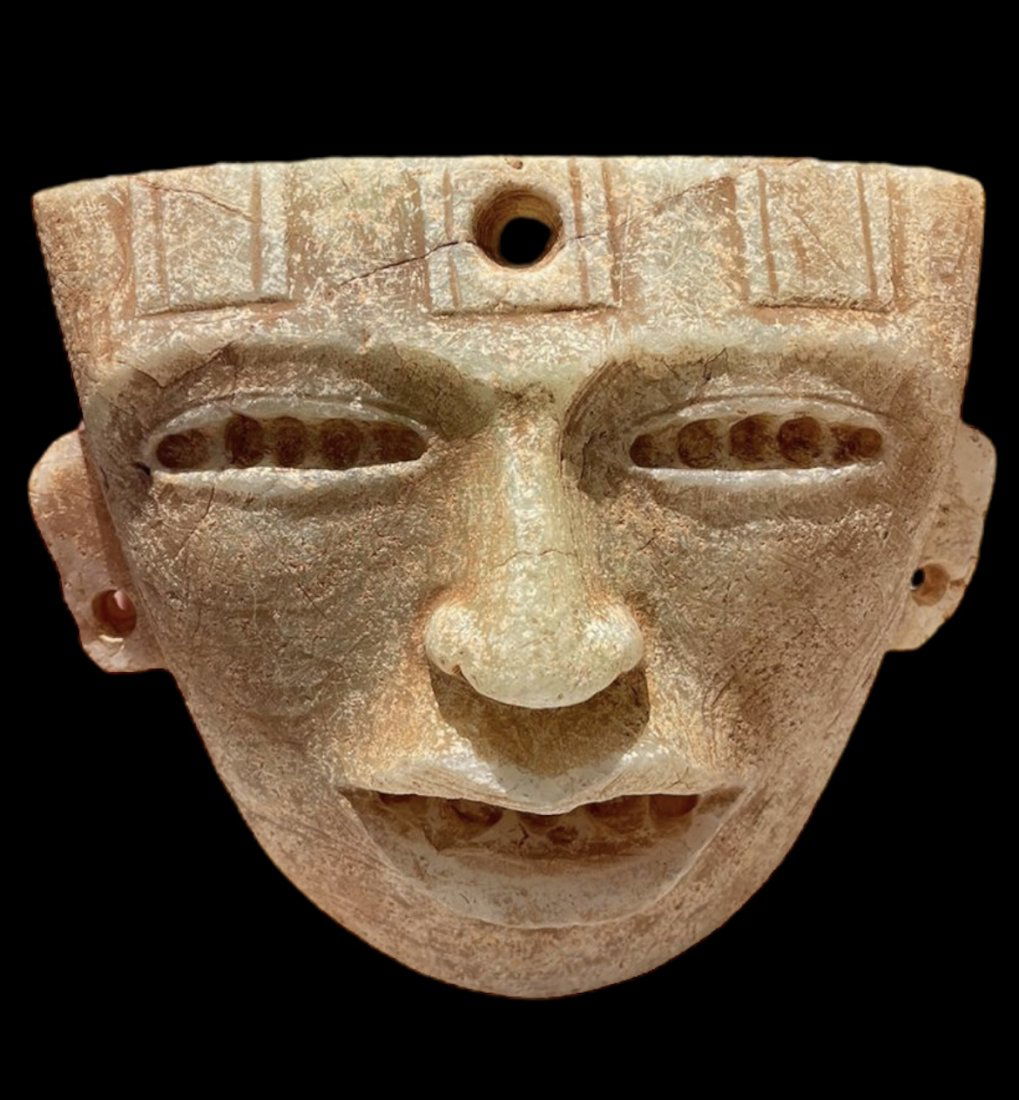 Pre Columbian Teotihuacan Alabaster Funerary Mask