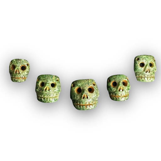 Pre Columbian Mixtec, Aztec Green Stone Skull Pendants