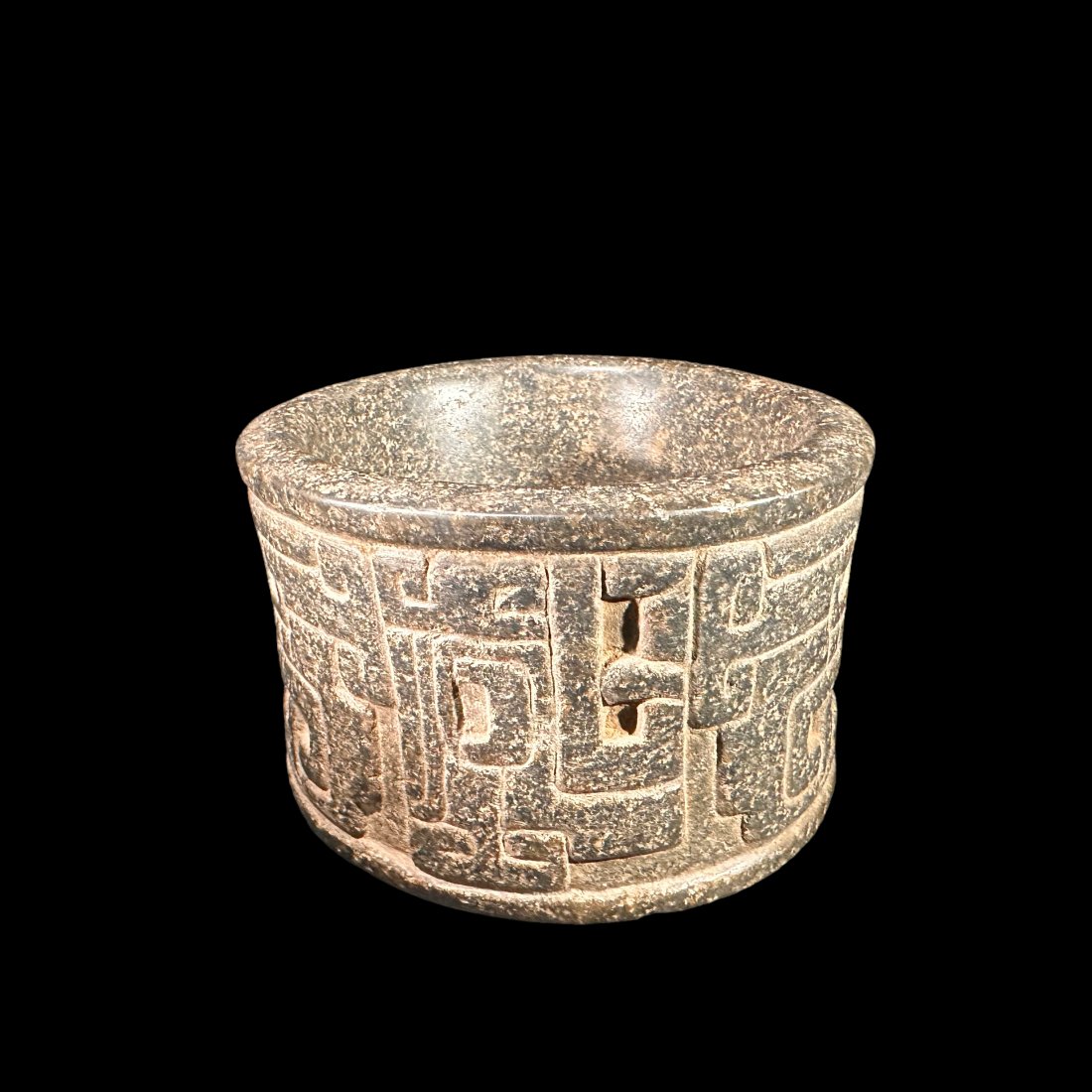 Pre Columbian Chavin Incised Stone Mortar